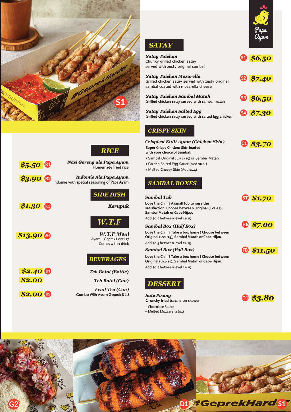 MENU – Papa Ayam